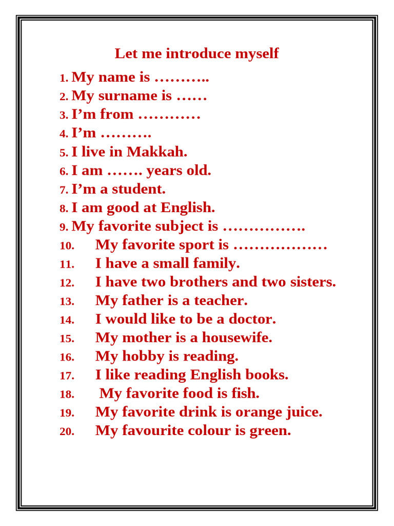 Let Me Introduce Yourself | PDF