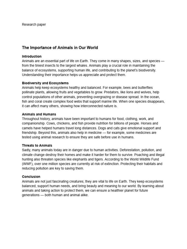 Research Paper Animals | PDF