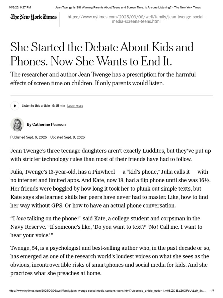 Jean Twenge's Rules for Kids' Screen Time | PDF | Adolescence