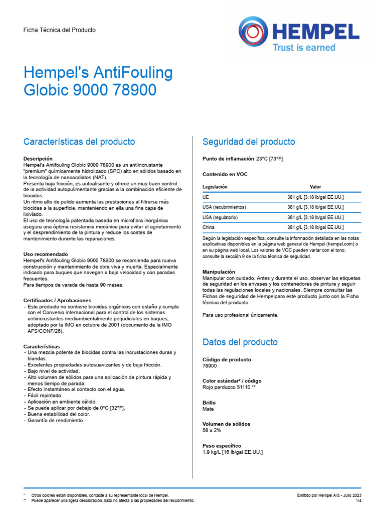 Hempel's AntiFouling Globic 9000 | PDF | Aluminio