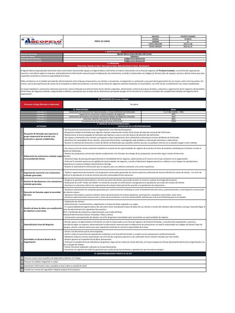 Proceso de Agente Call Center Especializado | PDF | Centro de llamadas ...