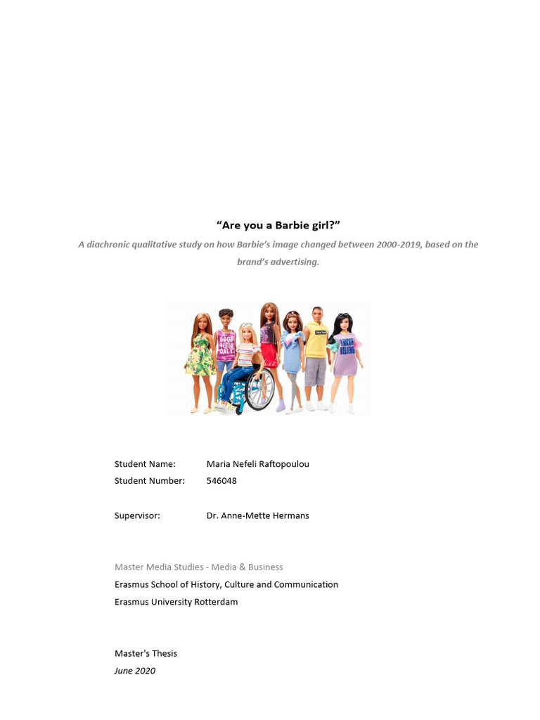 "Are You A Barbie Girl?"-A Diachronic Qualitative Study On How Barbie's ...