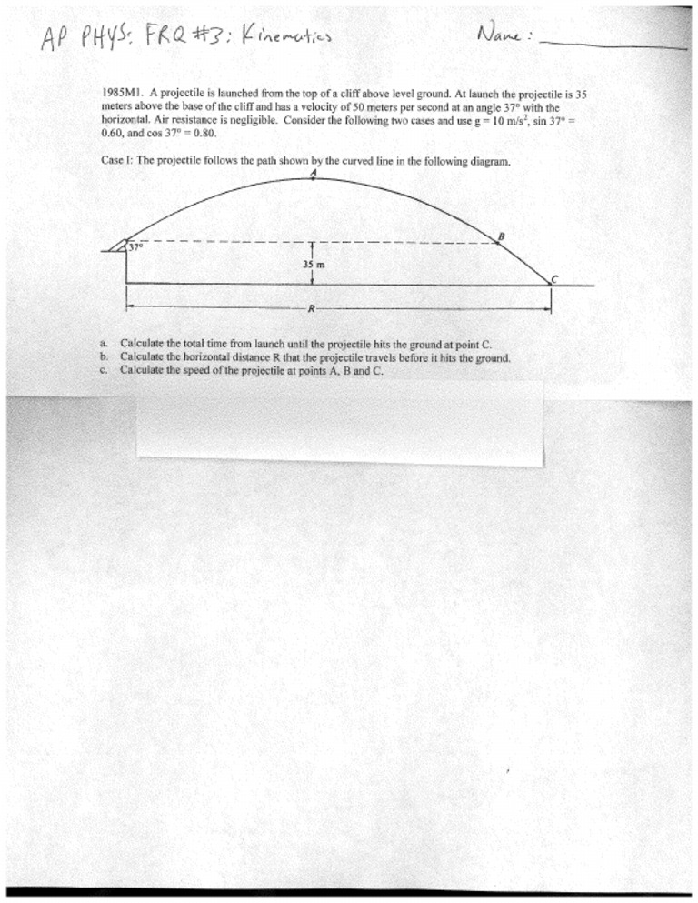 FRQ 3 Kinematics | PDF