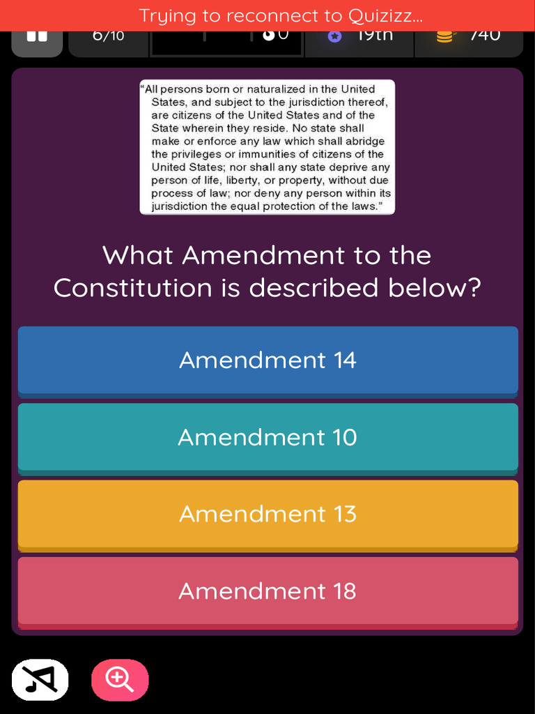 Quizizz: U.S. Constitutional Amendments | PDF
