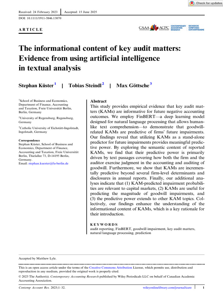 The Informational Content of Key Audit Matters Evidence From Using ...