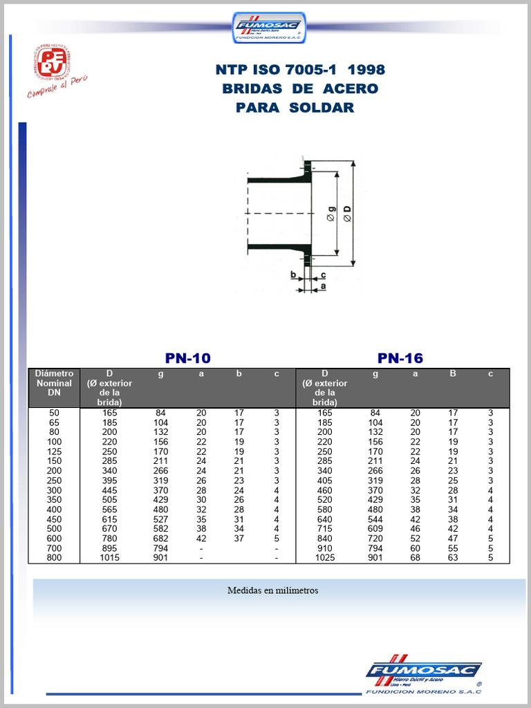 Dimensions des brides en acier NTP ISO 7005-1 | PDF