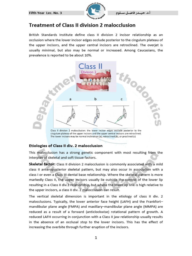 Lec 18 Treatment of Class II Div 2 Malocclusion ا د حيدر فاضل سلوم ...