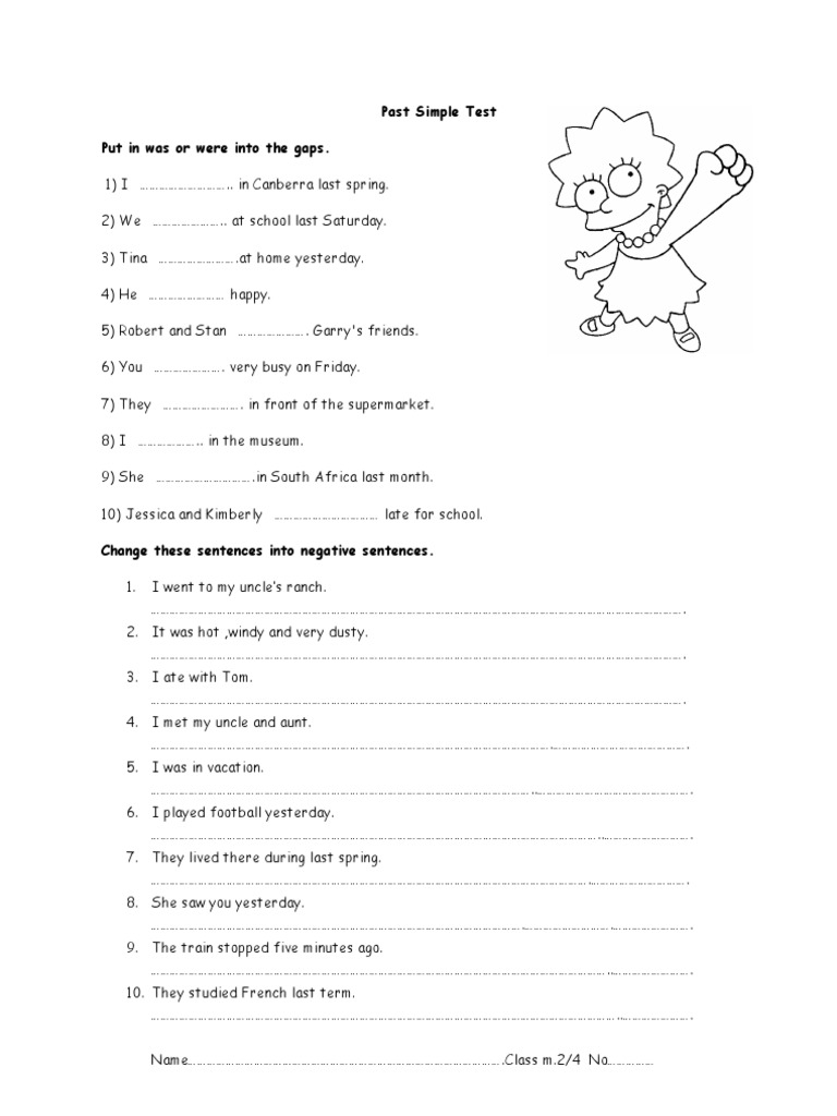 Past Simple Test Put in Was or Were Into The Gaps | PDF