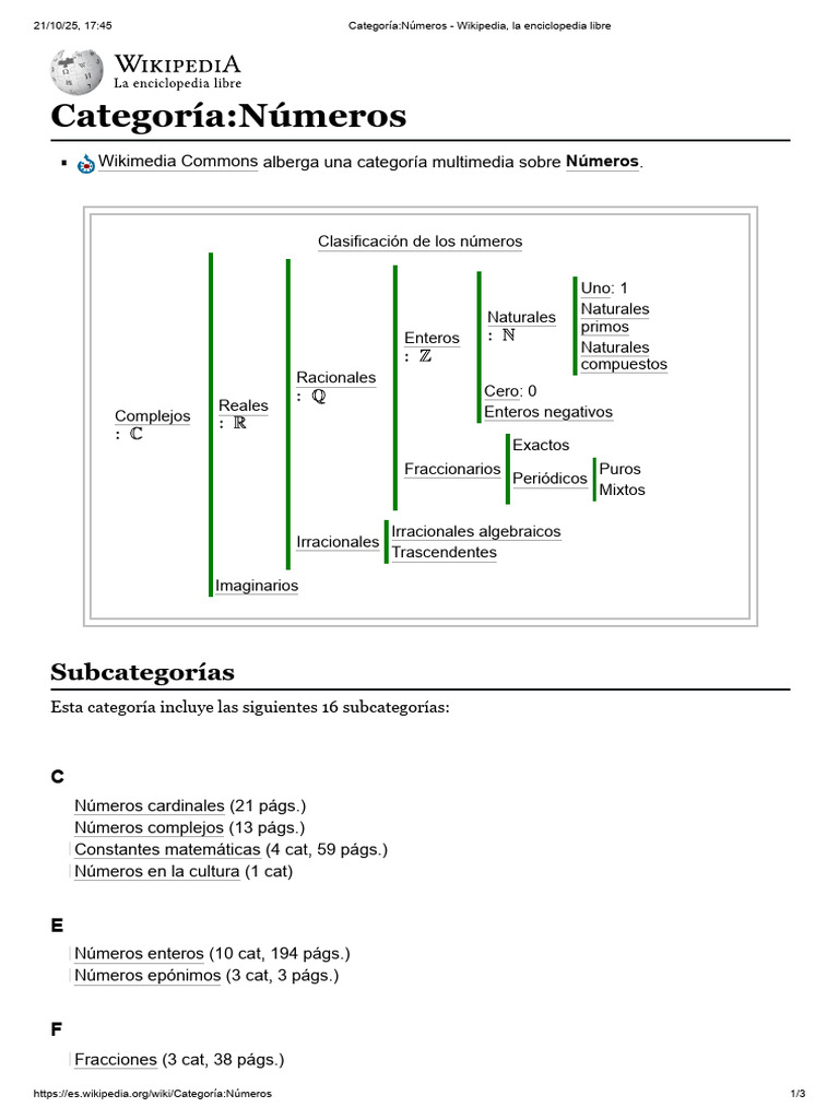 Categoría Números | PDF | Números | Teoría de los números