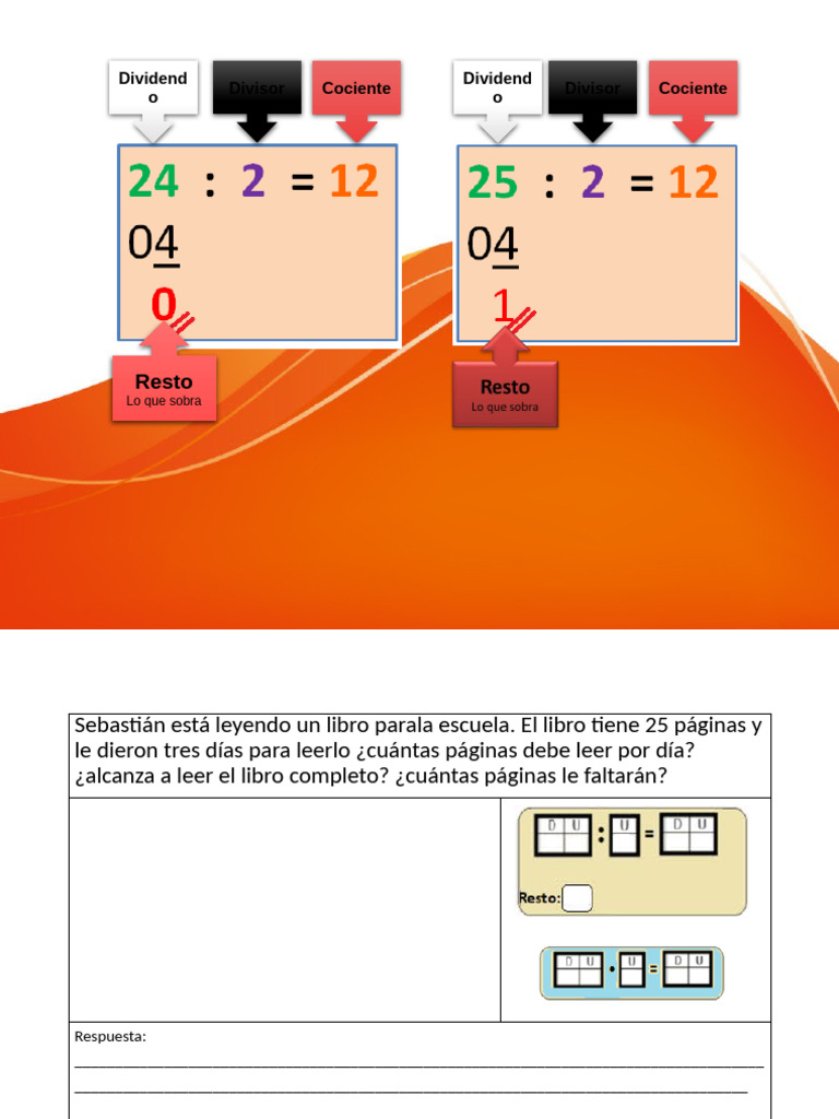 Clase 4 Guia de Trabajo Dividendo Divisor Cociente Resto Forma B | PDF