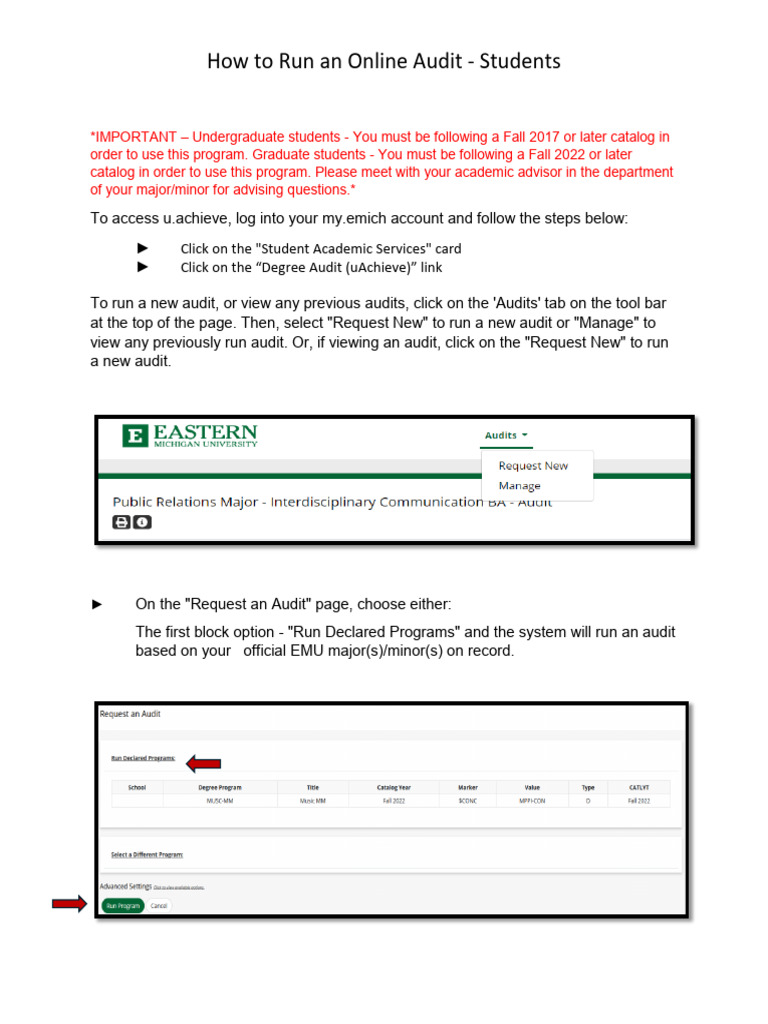 Online Audit Guide for Students | PDF