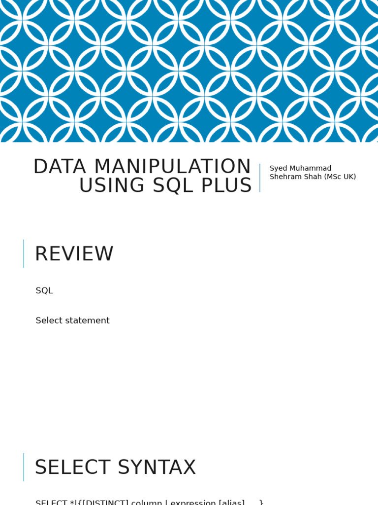 Lec 5 SQL Select Statement | PDF | Sql | Computing