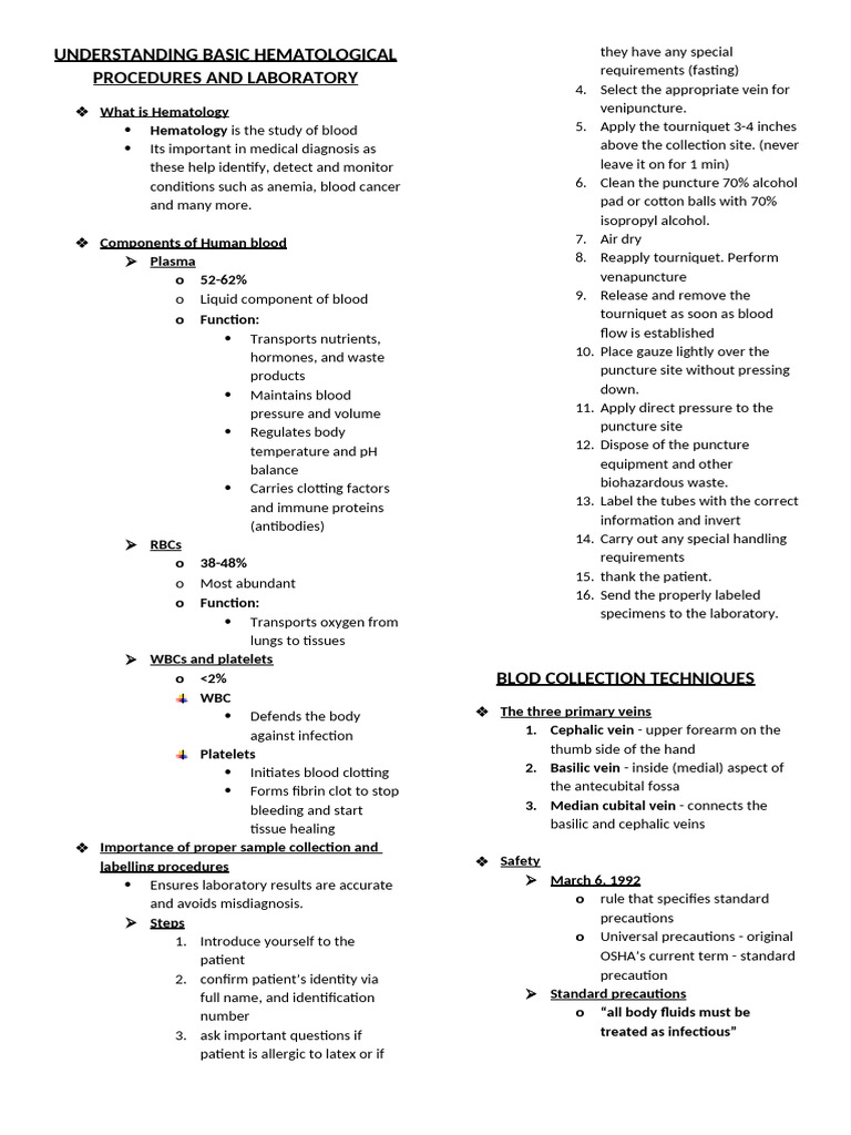 Understanding Basic Hematological Procedures and Laboratory | PDF ...