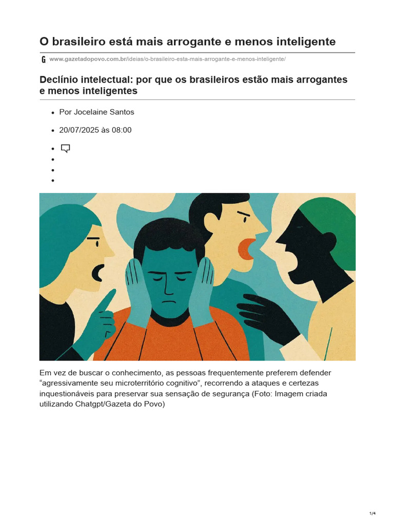 O Brasileiro Está Mais Arrogante e Menos Inteligente | PDF ...