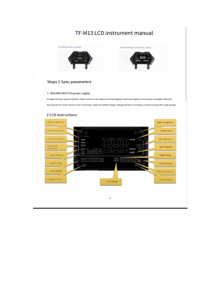TF-M13 Display Manual | PDF