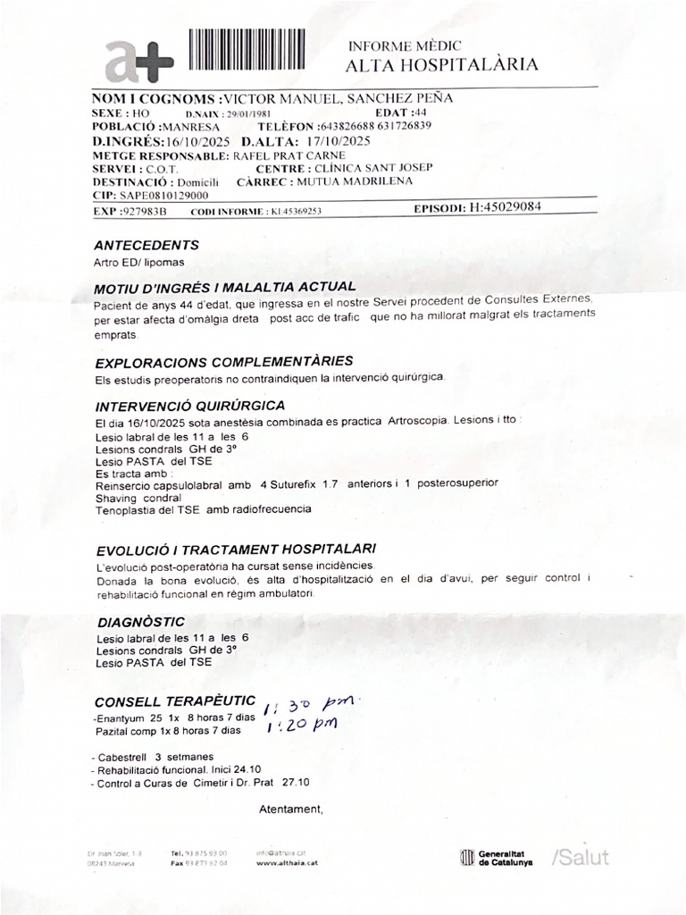 Alta Hospitalaria | PDF