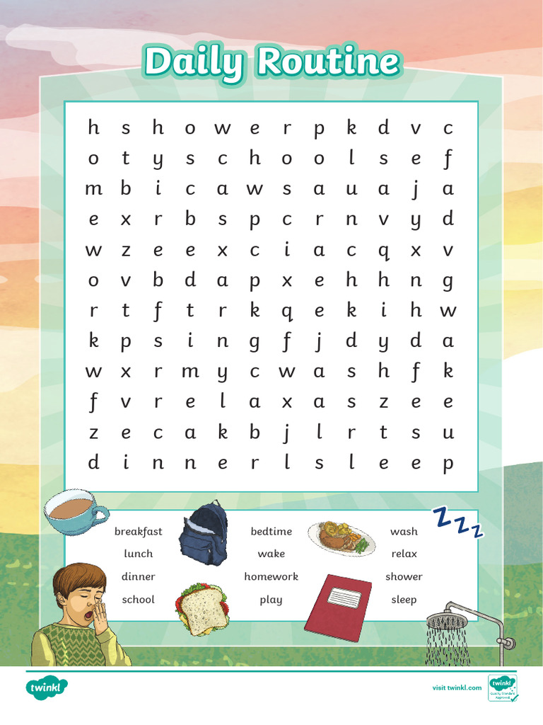 Daily Routine Word Search | PDF