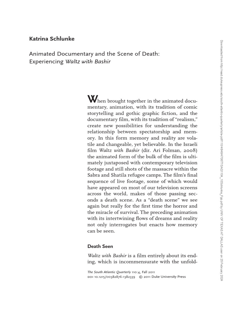 Animated Documentary and The Scene of Death | PDF | Memory ...