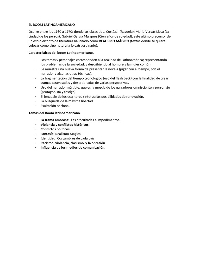 Características del Boom Latinoamericano | PDF