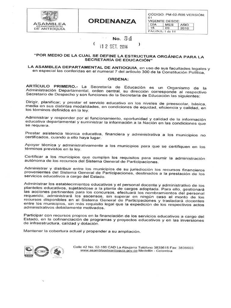 Ordenanza 34 12 Sep 2014 | PDF