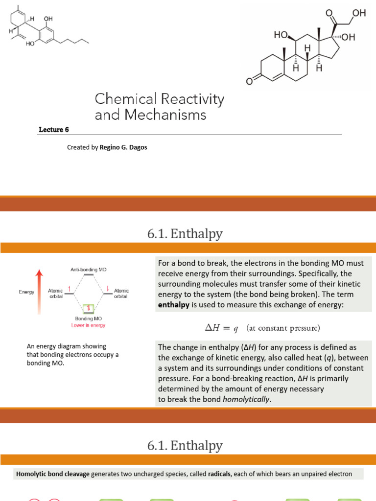 Lecture 6. Chemical Reactivity Unfinished | PDF | Enthalpy | Chemical ...