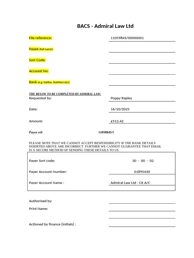 Manual Bacs Form | PDF