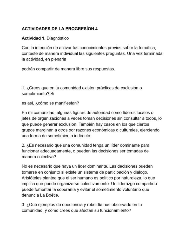 Ejemplos de Obediencia y Rebeldía Comunitaria | PDF | Exclusión social ...