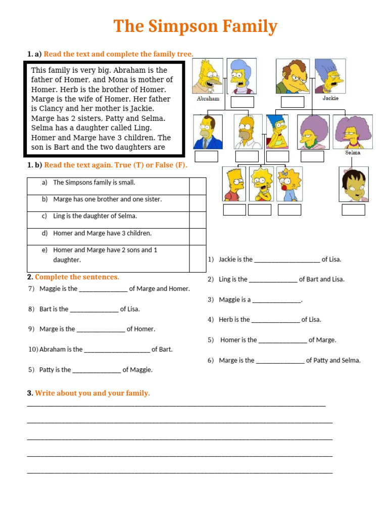 The Simpsons Family Exercises Fun Activities Games Pronunciation ...