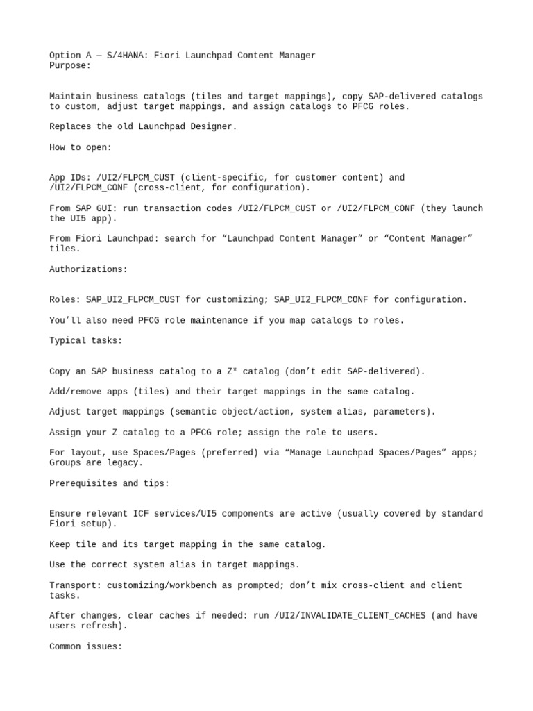 S/4HANA Fiori Launchpad Content Manager Guide | PDF | Computer Engineering | Software