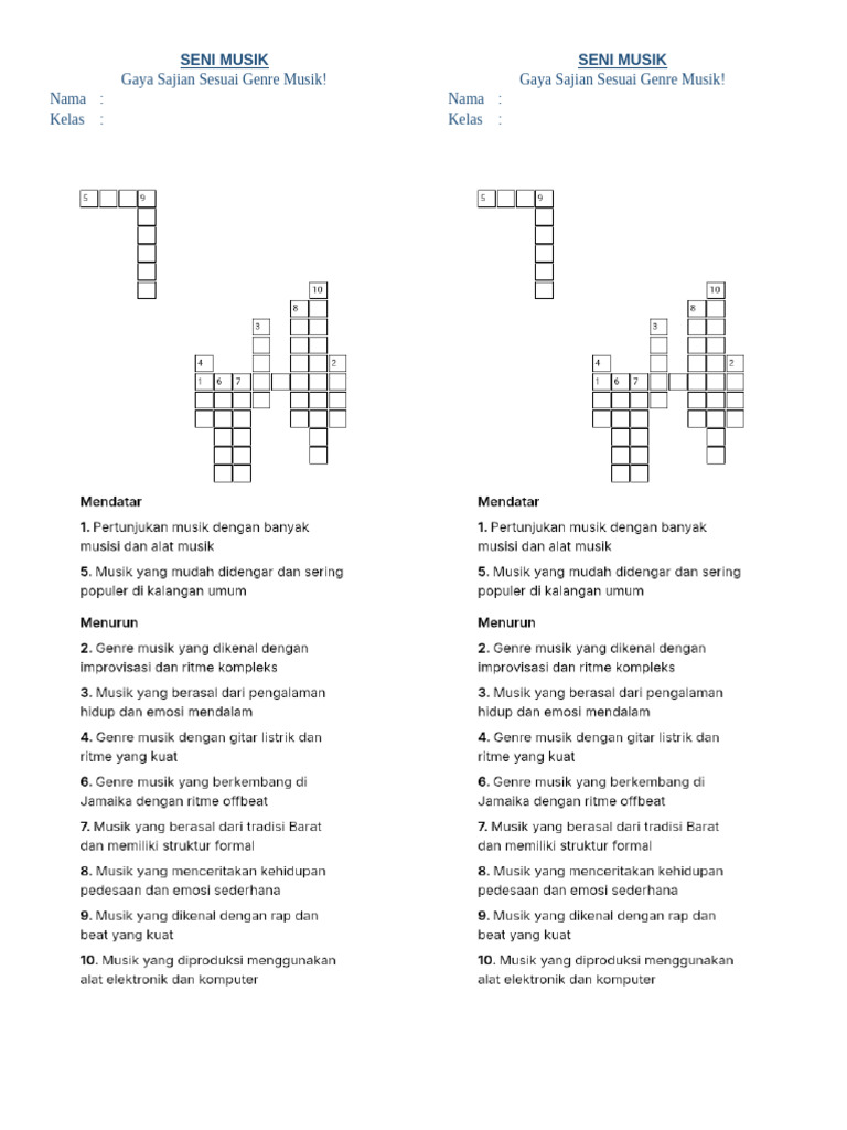 Gaya Sajian Genre (Teka-Teki Silang) Kelas XI | PDF
