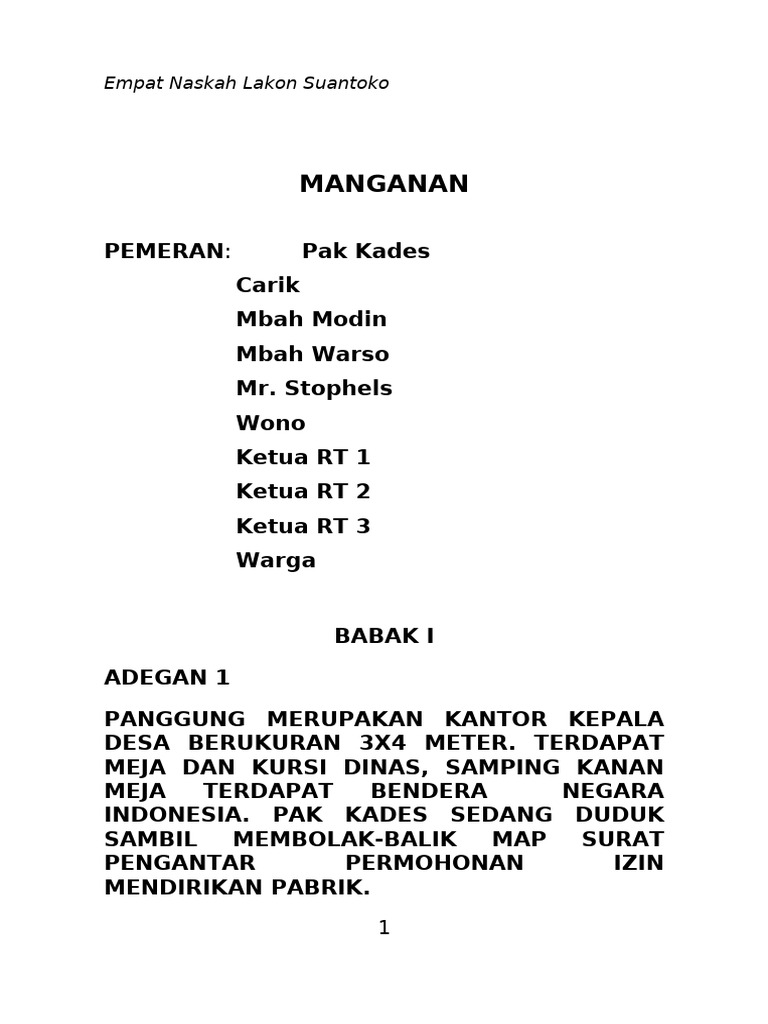 Naskah Drama Manganan | PDF