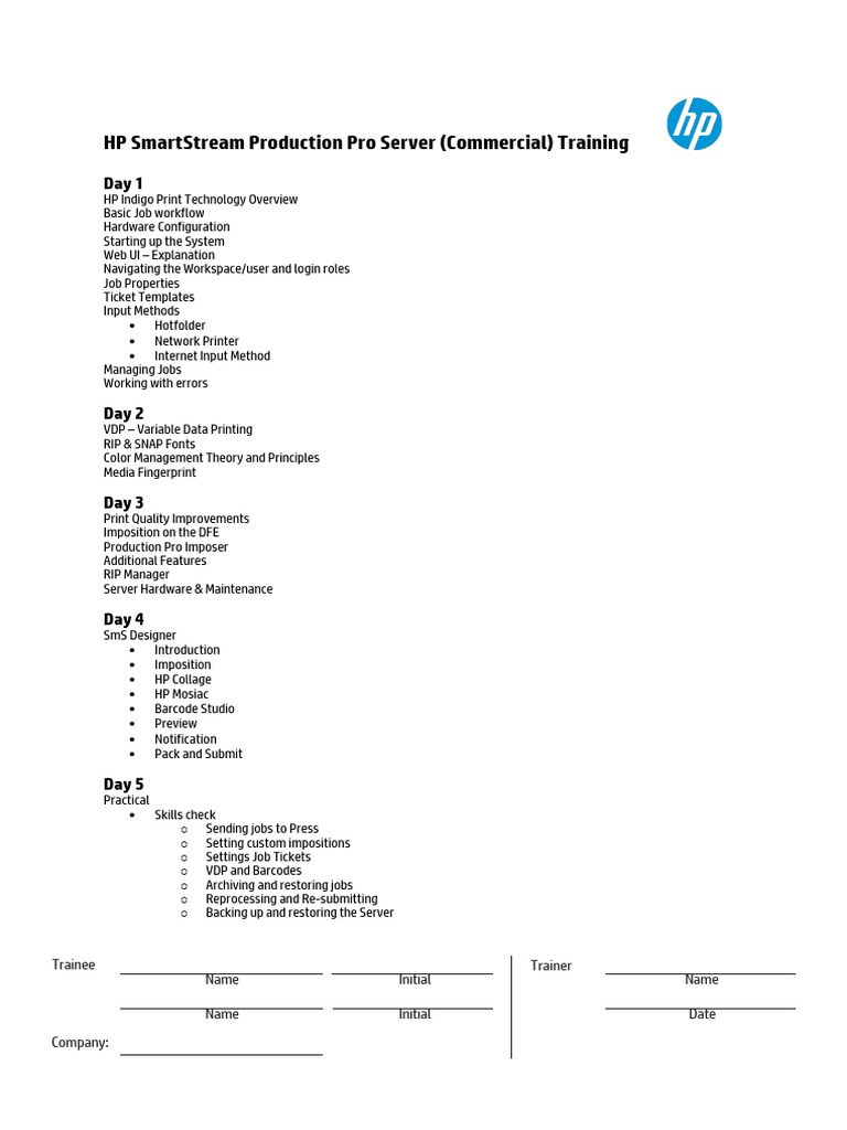 HP SmartStream Production Pro Training | PDF