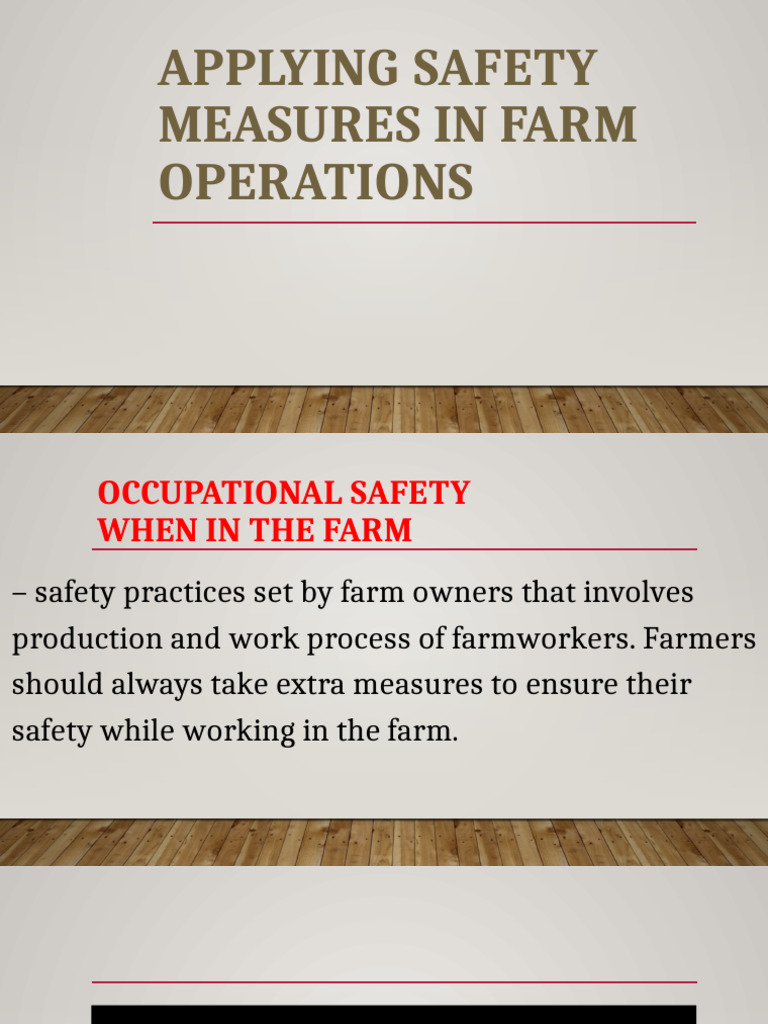 W2 Applying Safety Measures in Farm Operations | PDF | Hazards ...