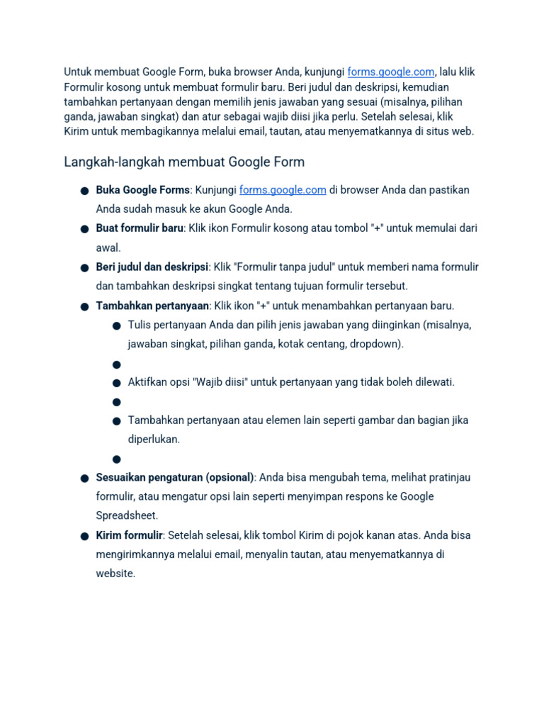 Cara Membuat Google Form dengan Mudah | PDF