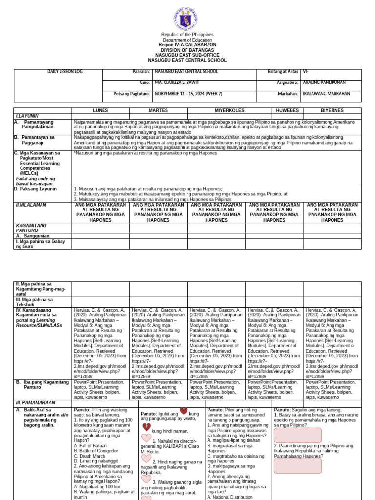 G6 Q2W7 DLL AP (MELCs) | PDF