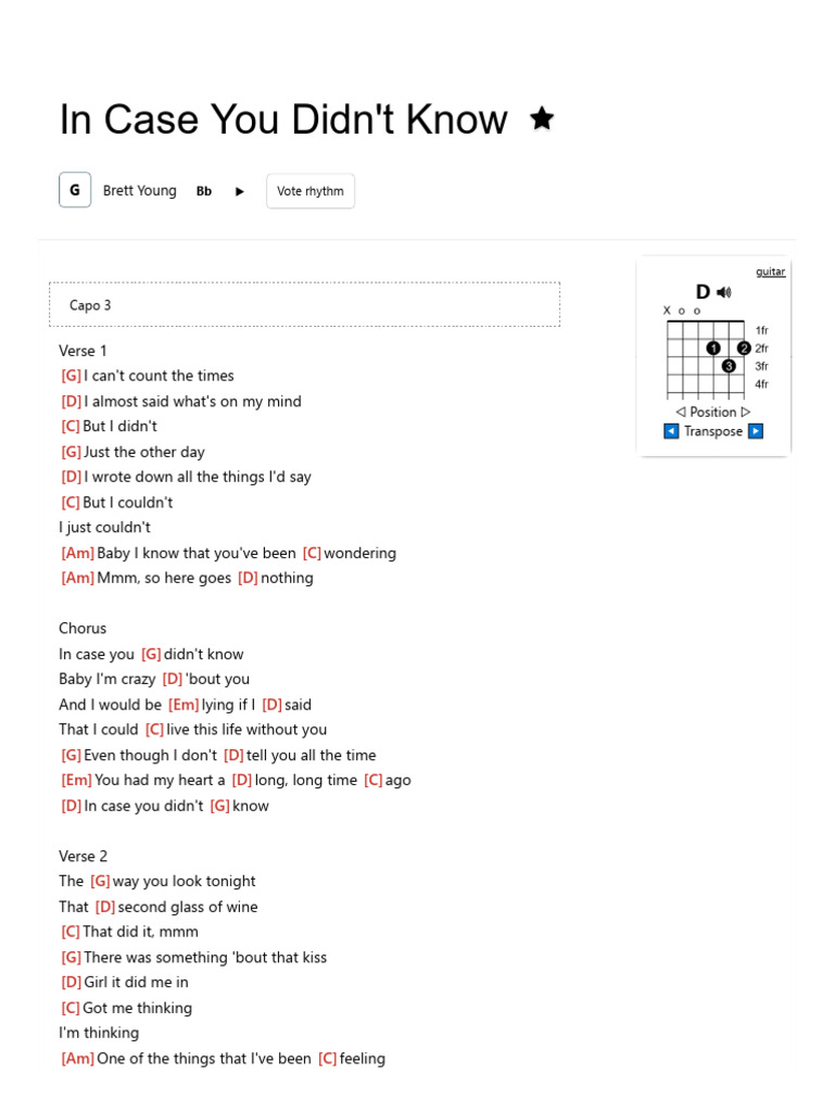 In Case You Didn't Know Chords | PDF | Song Structure | Songs