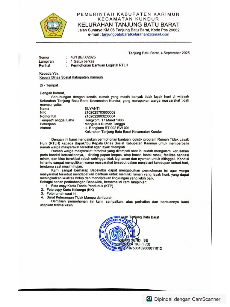 Data RTLH An. Suyanti | PDF