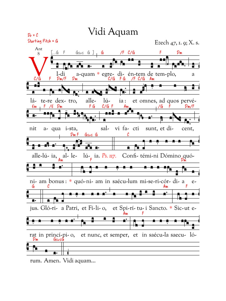 Vidi Aquam Accompaniment - Chant Notation | PDF