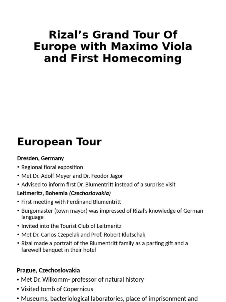 2 Rizals Grand Tour of Europe With Maximo Viola and First Homecoming | PDF