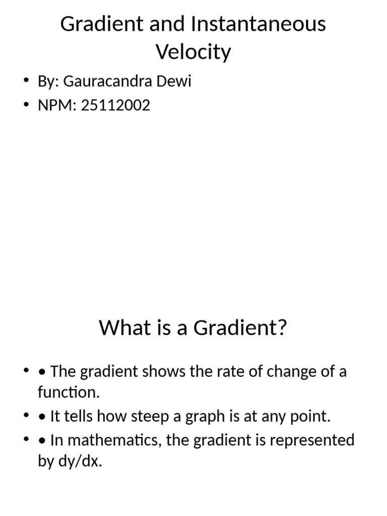 Gradient and Instantaneous Velocity GauracandraDewi | PDF