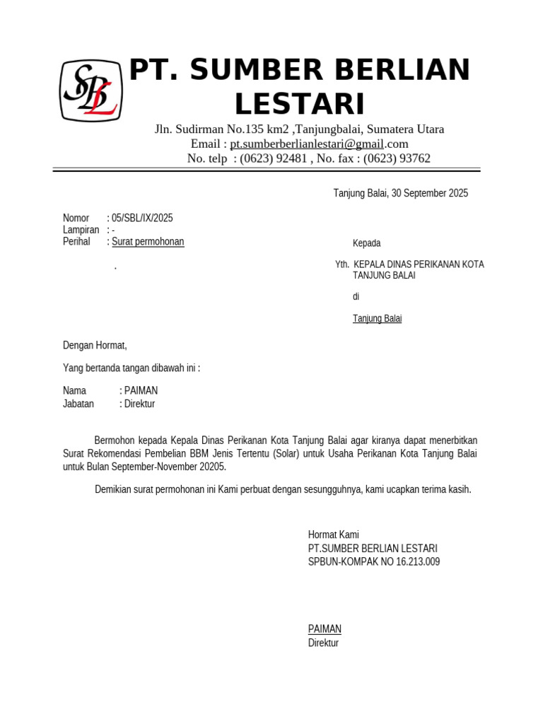 Surat Permohonan Rekom SBL | PDF