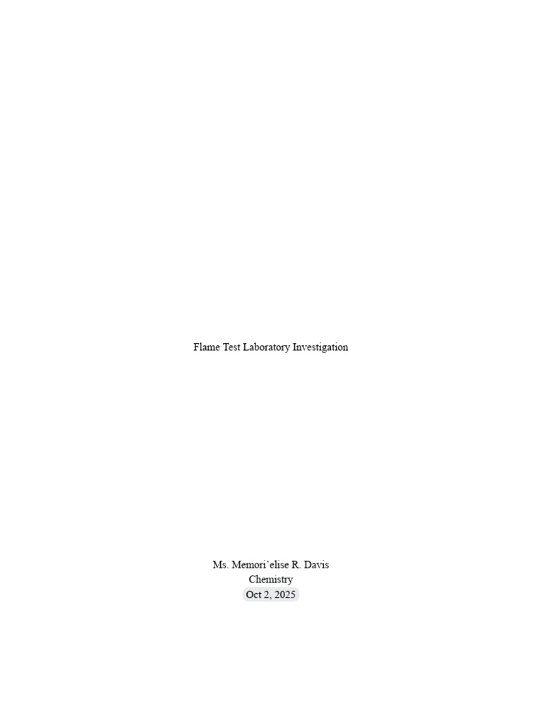 Davis Memori Flame Test Lab Report | PDF | Emission Spectrum | Color