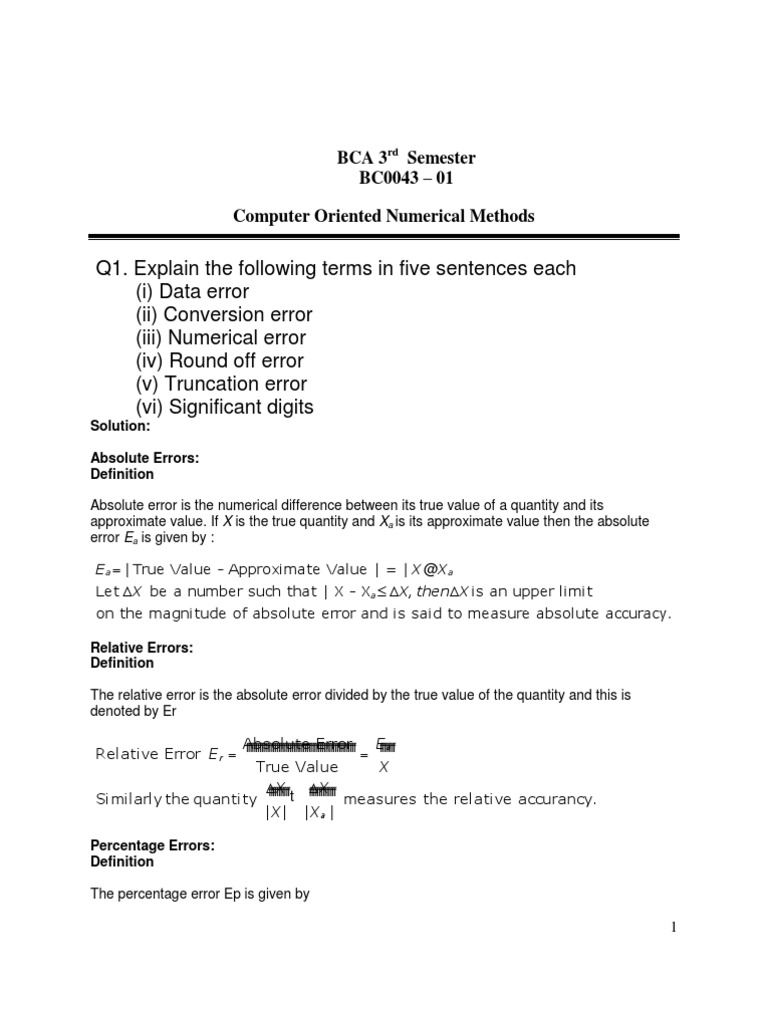 SEM 3 BC0043 1 Computer Oriented Numerical Methods | PDF | Eigenvalues ...