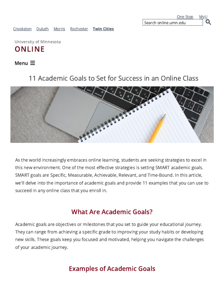 11 SMART Goals for Online Class Success | PDF | Professional Skills ...