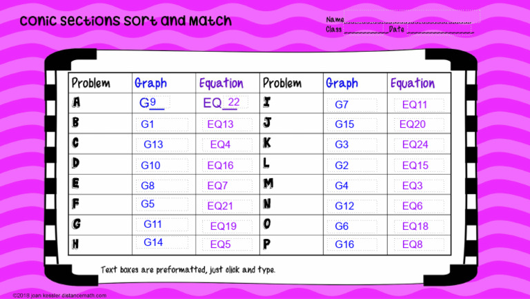 Conic Sections Sort and Match | PDF