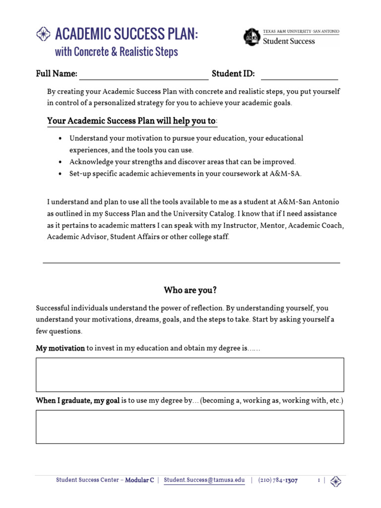 Academic Success Plan Appeal | PDF | Goal | Cognitive Science
