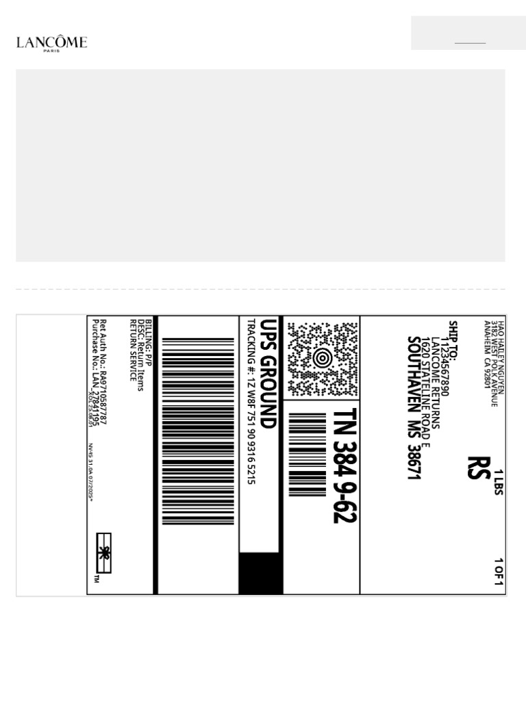 Return Shipping Instructions and Label | PDF