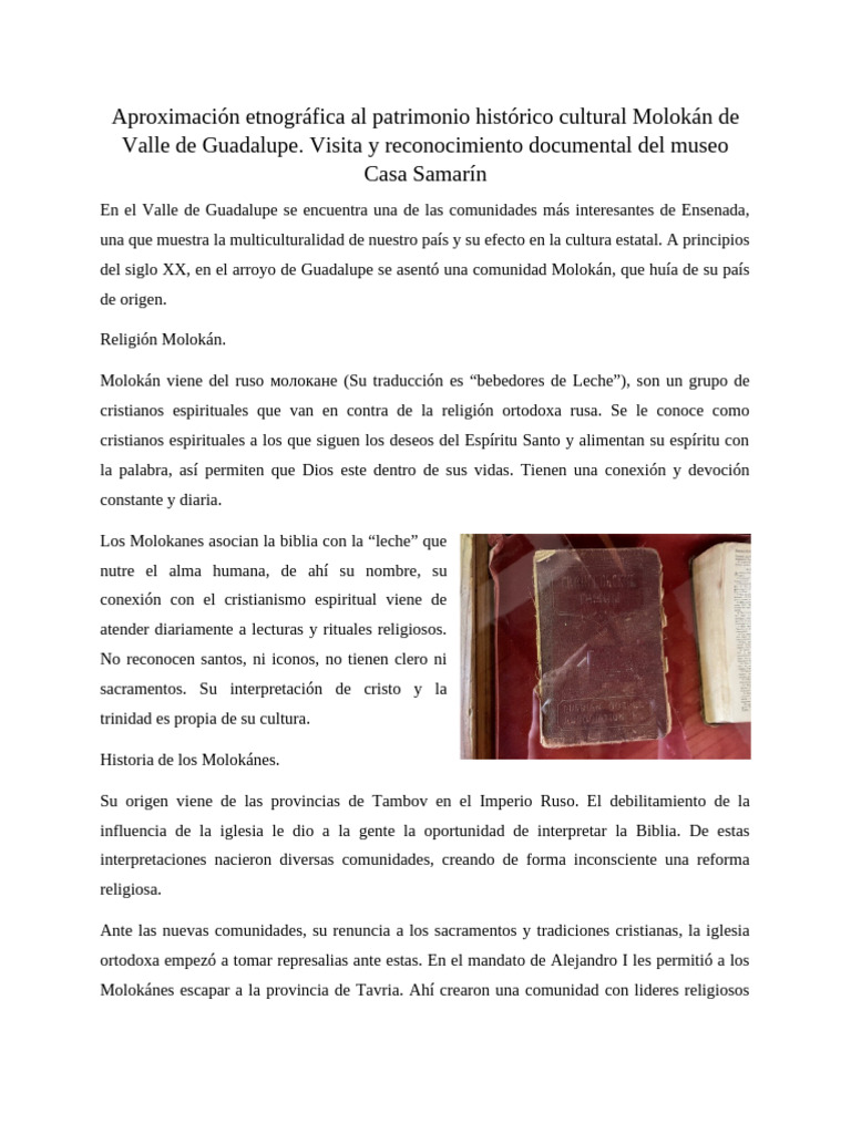Patrimonio Molokán en Valle de Guadalupe | PDF | México