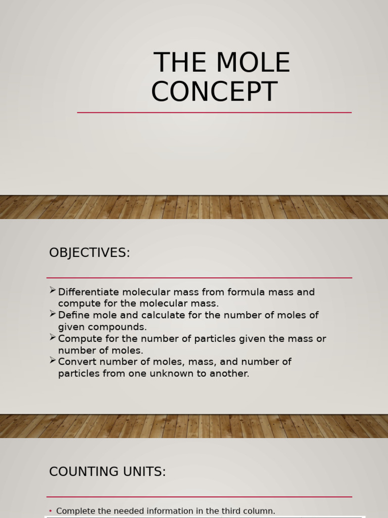 The Mole Concept Powerpoint | PDF | Mole (Unit) | Molecules
