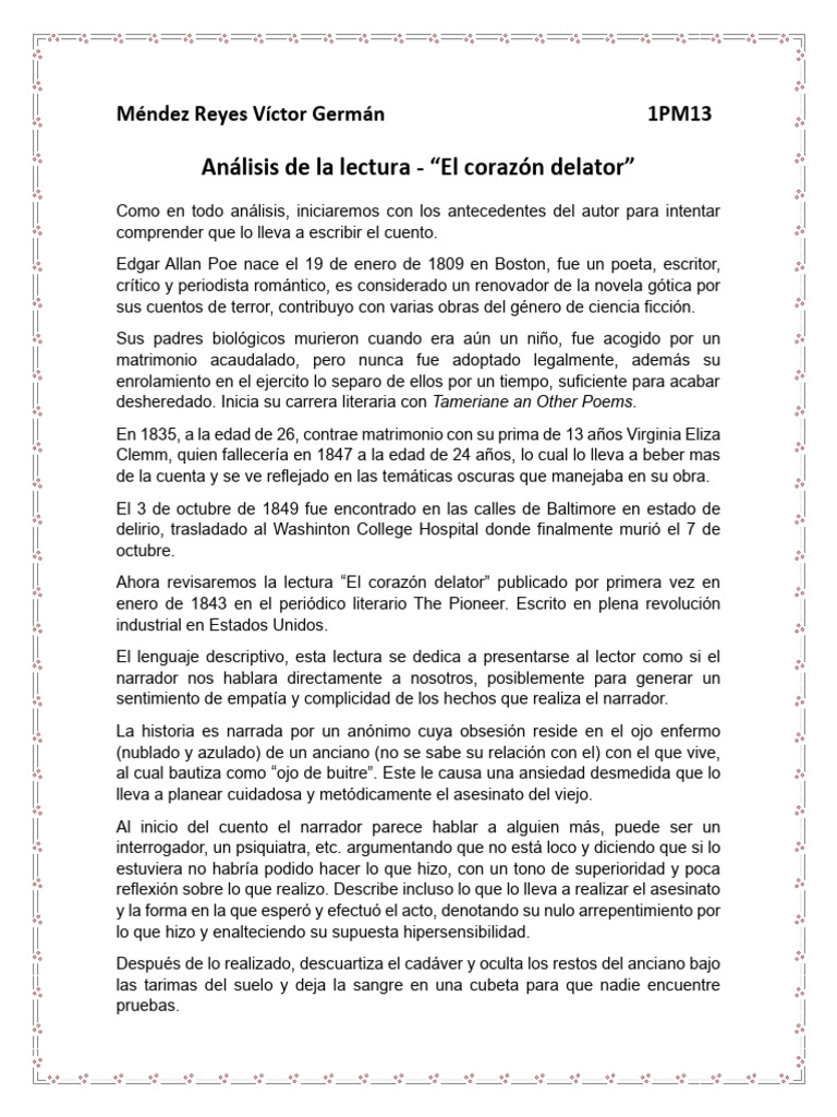 El Corazon Delator - Mendez Reyes Victor German | PDF